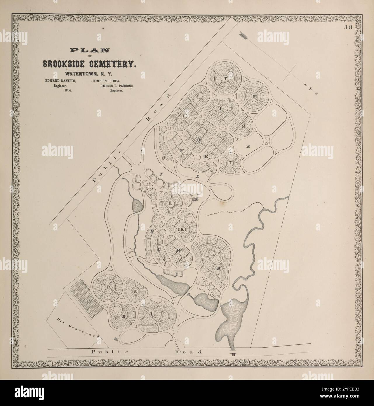 Plan of Brookside Cemetery, Watertown, N.Y. Howard Daniels, Engieer ...