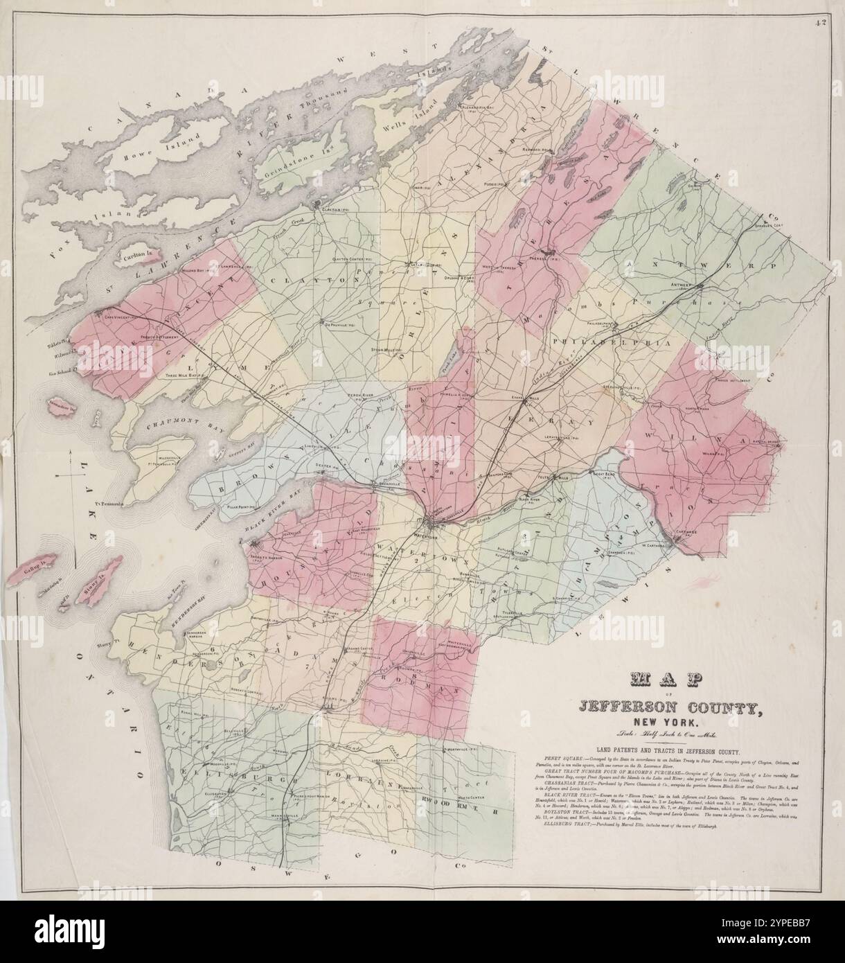 Map of Jefferson County, New York. 1864 by Beers, D. G. (Daniel G Stock Photo - Alamy