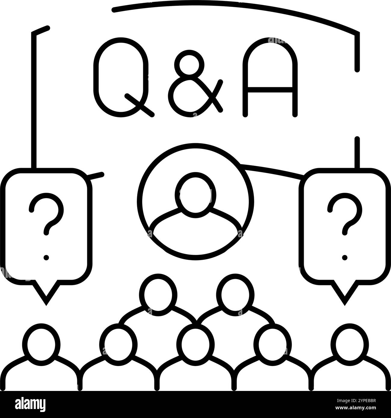 q&a session virtual conference line icon vector illustration Stock ...