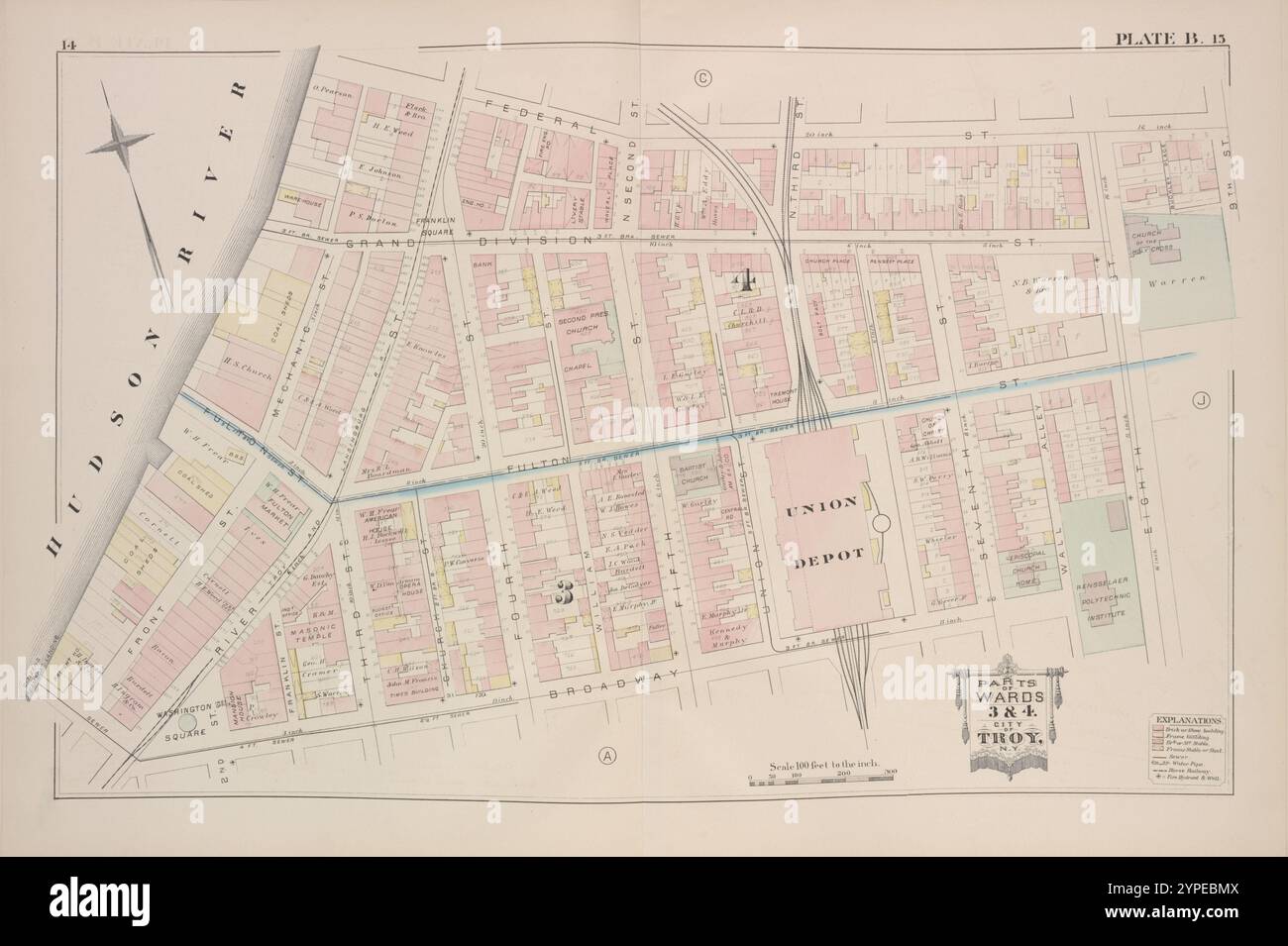 Parts of Wards 3 & 4. [Plate B.] 1881 by G.M. Hopkins & Co Stock Photo ...