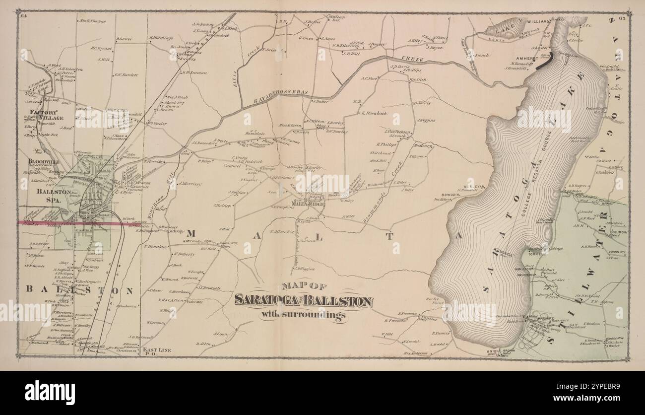 Map of Saratoga and Ballston with Surroundings 1876 by Beers, F. W ...