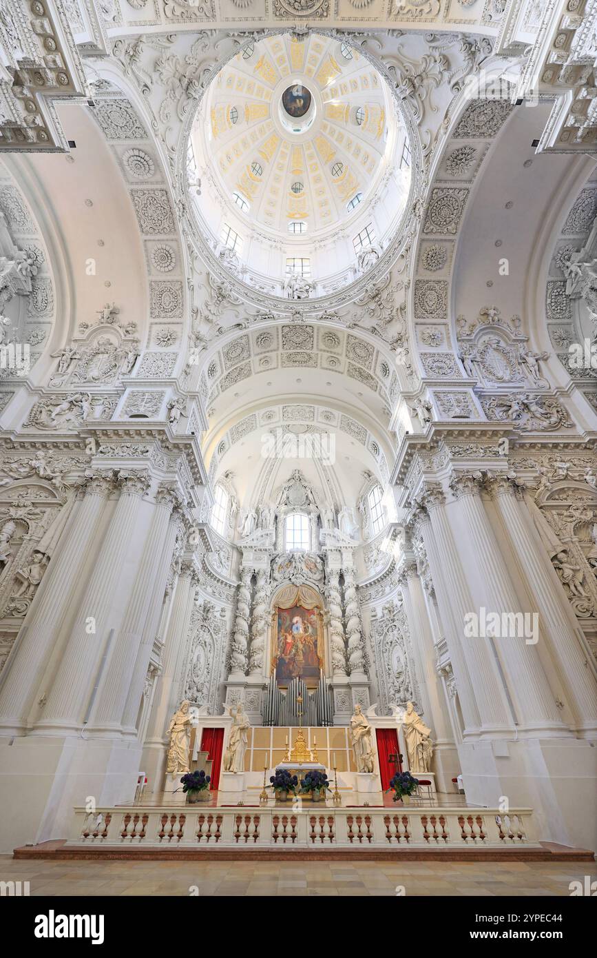 Interior of Theatine Church, a famous Italian high-Baroque style church ...