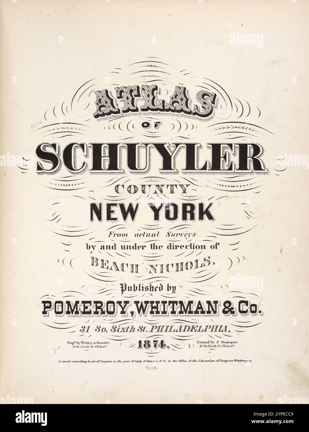 Schuyler county map hi-res stock photography and images - Alamy