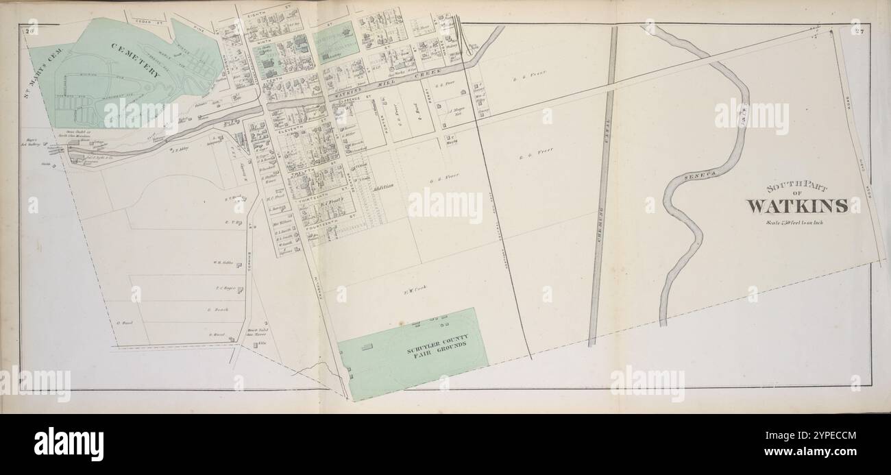 South Part of Watkins [Village] 1874 Stock Photo - Alamy