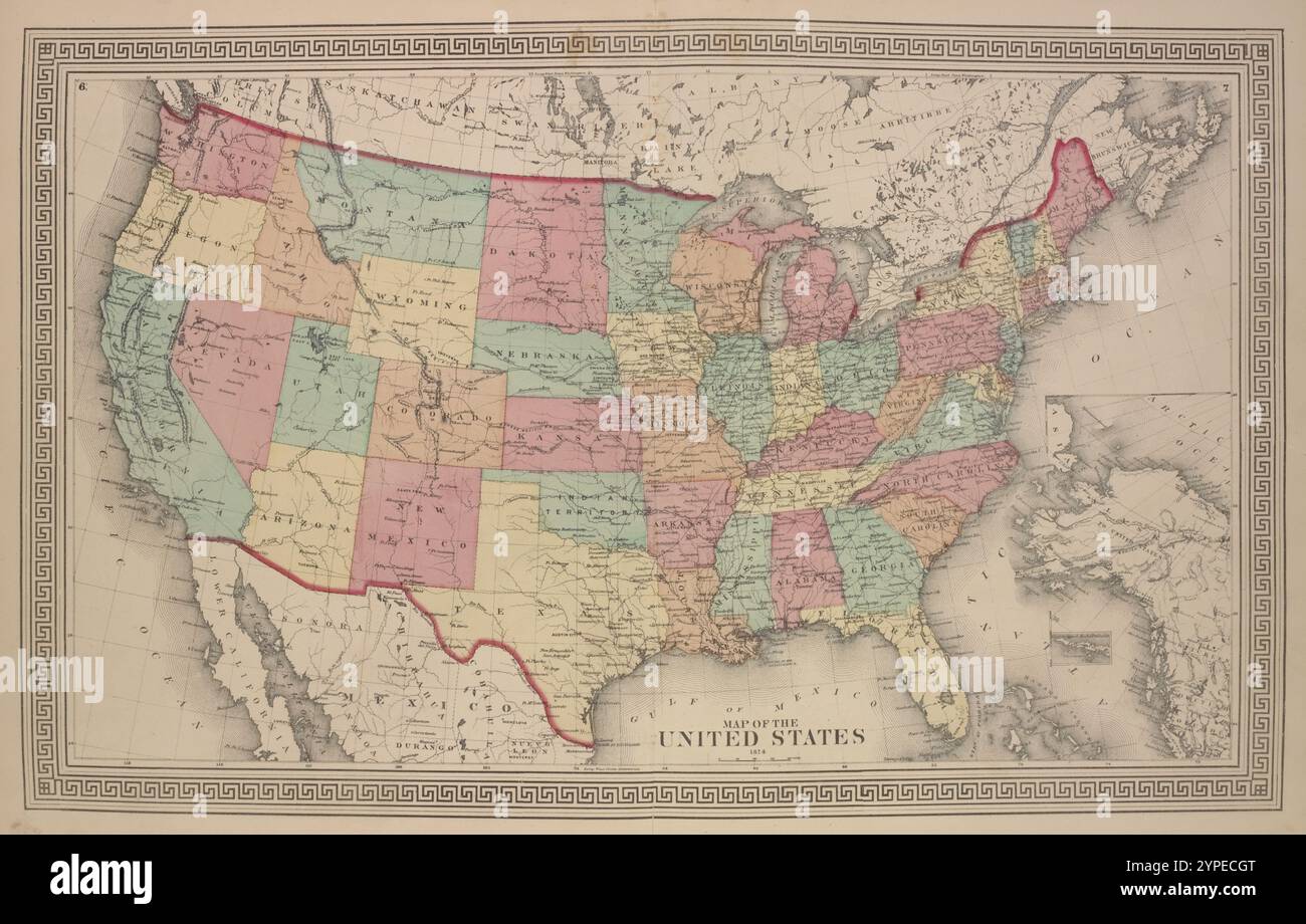 Map of The United States 1874 Stock Photo - Alamy