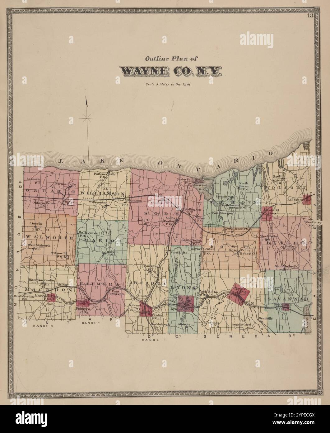 Wayne outline map hi-res stock photography and images - Alamy