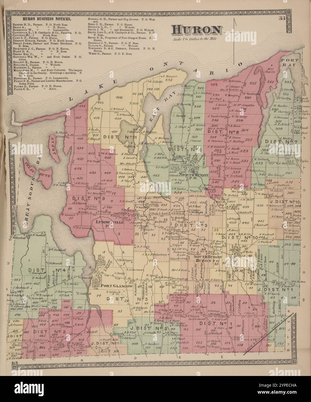 Huron county map hi-res stock photography and images - Alamy