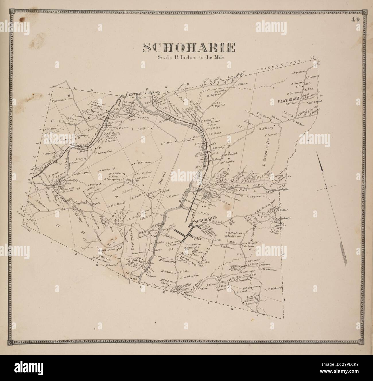 Schoharie county map hi-res stock photography and images - Alamy