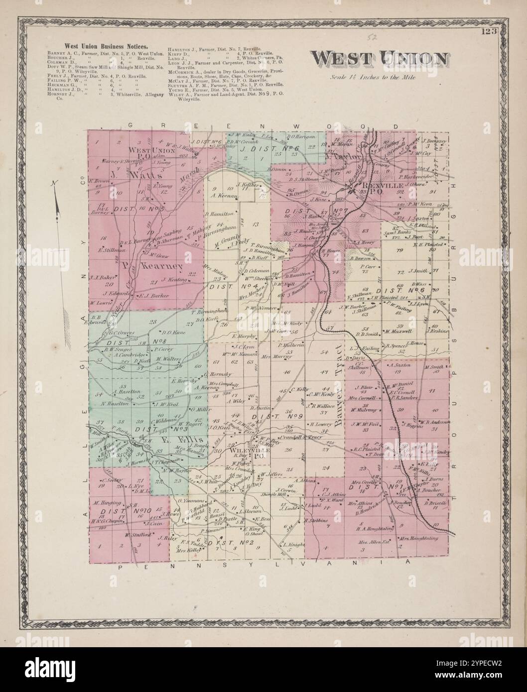West Union Business Notices; West Union [Township] 1873 Stock Photo - Alamy