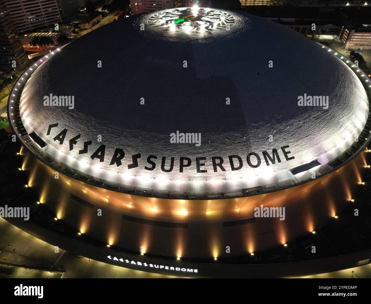 An aerial overall exterior general view of Caesars Superdome with the ...