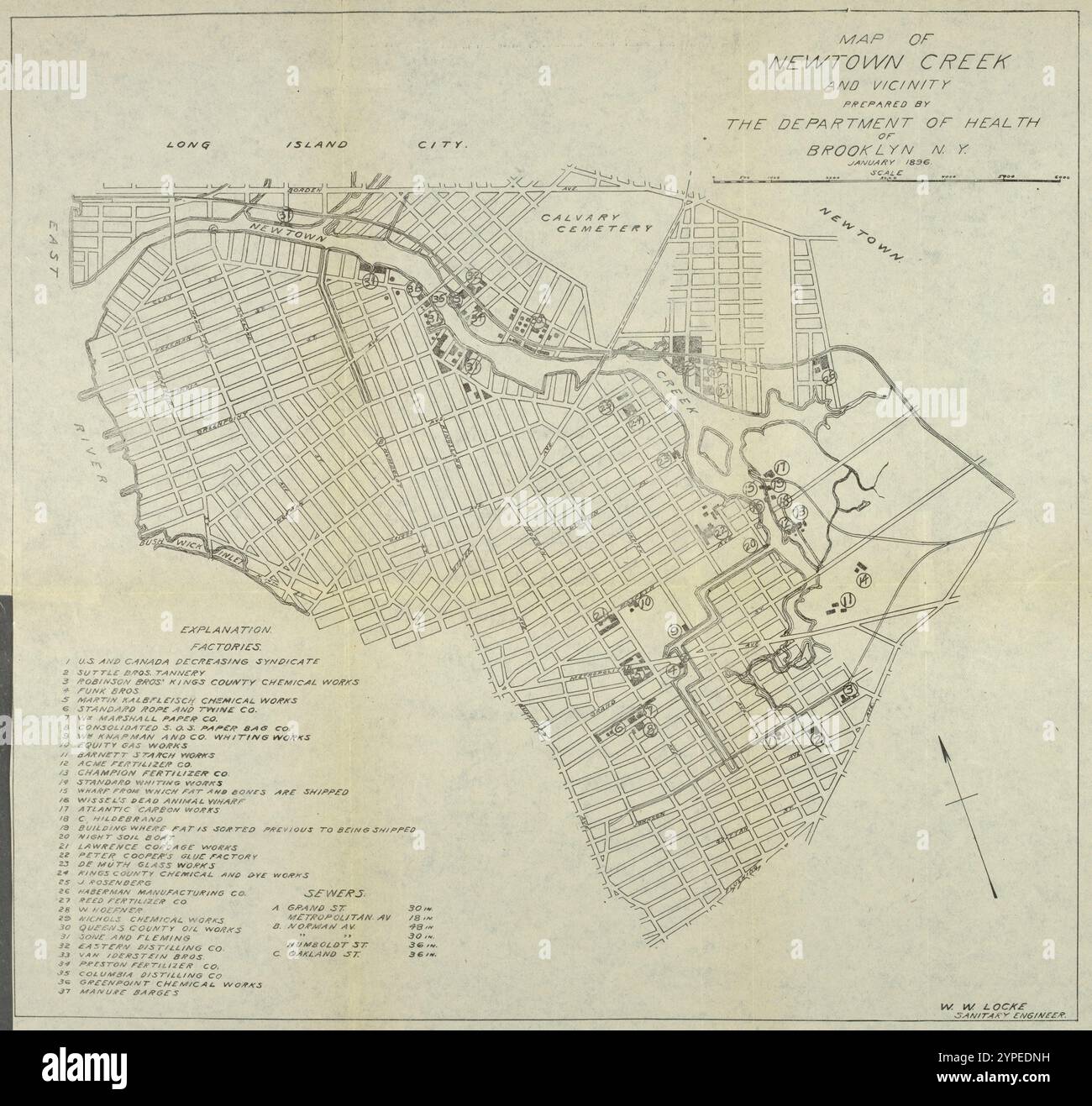 Map of Newtown Creek and vicinity 1896 Stock Photo - Alamy