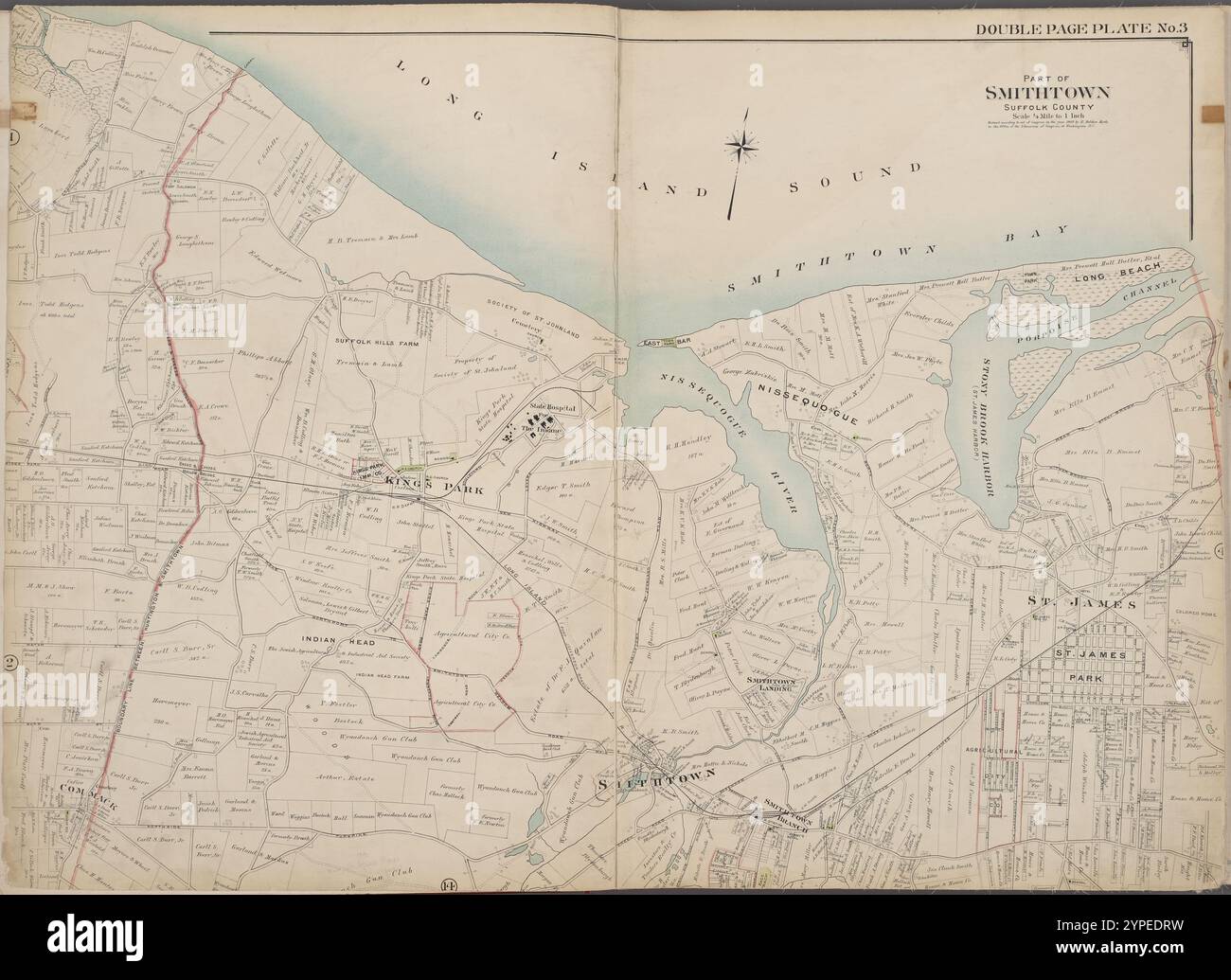 Suffolk County, V. 2, Double Page Plate No. 3 [Map bounded by Long ...