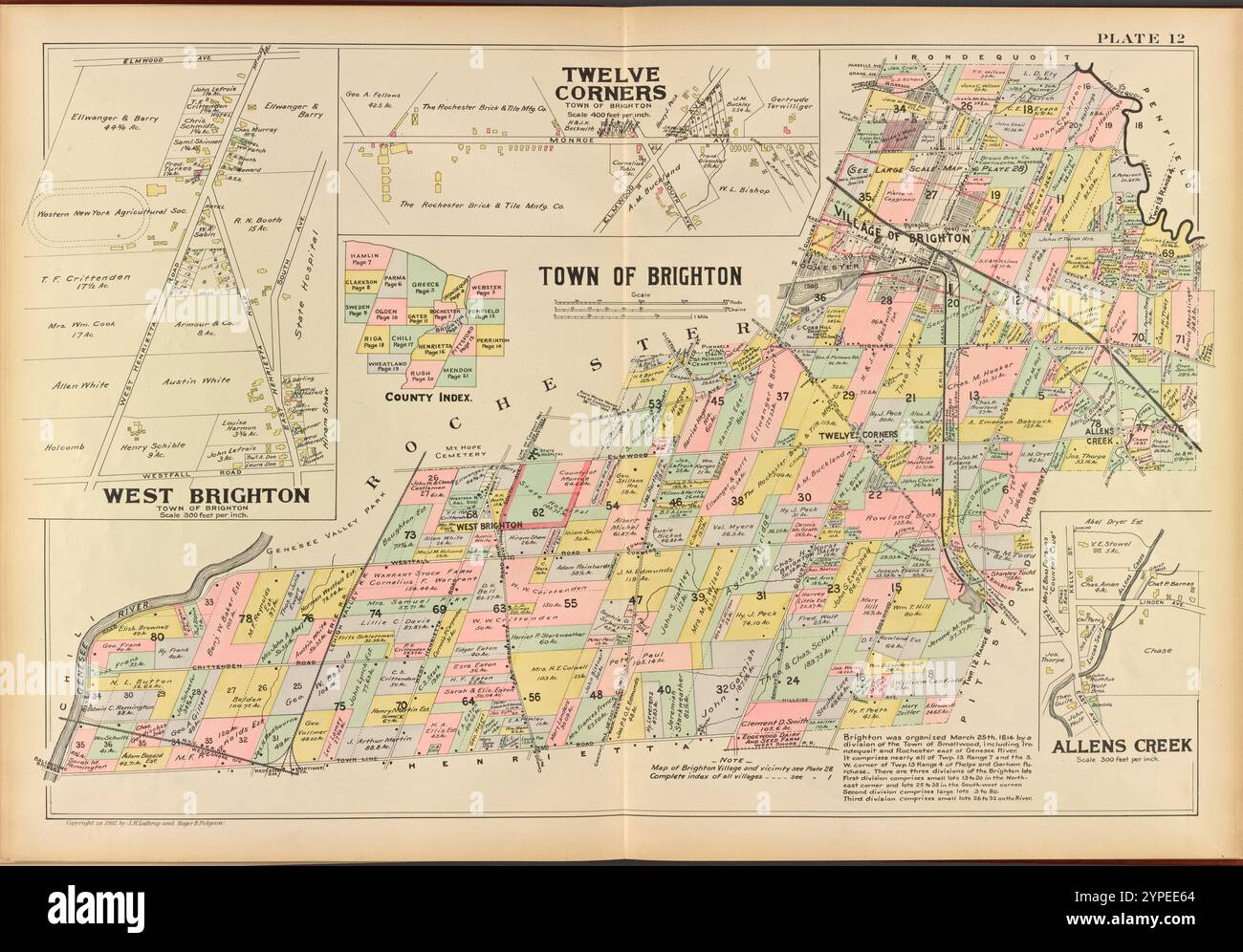 Monroe County, Double Page Plate No. 12 [Map of town of Brighton, W ...