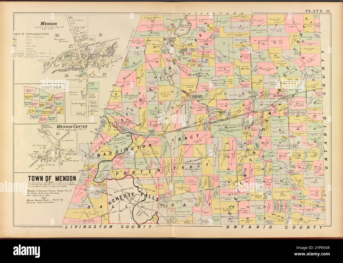 Monroe County, Double Page Plate No. 21 [Map of town of Mendon] 1902 ...