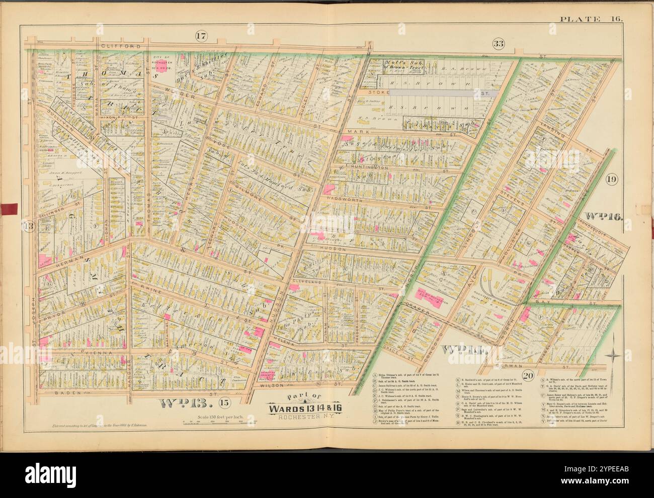 Rochester, Double Page Plate No. 16 [Map bounded by Clifford St ...
