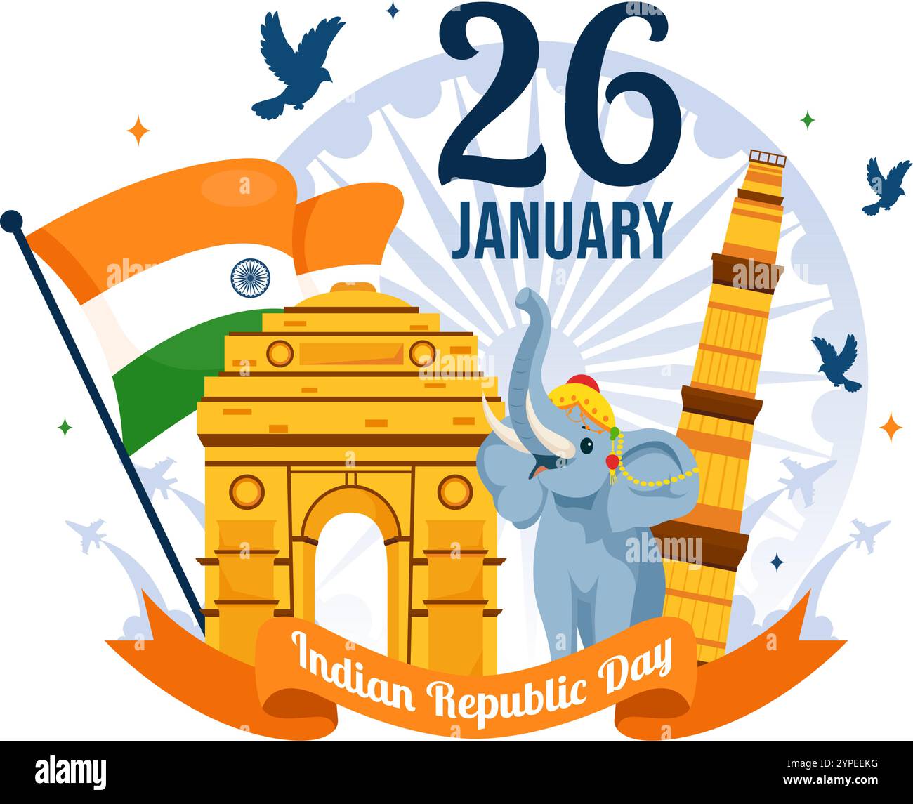 Happy India Republic Day Vector Illustration on 26 January Featuring ...
