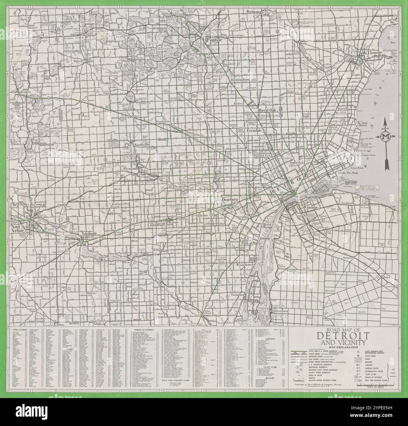 Road map of Detroit and vicinity 1939 Stock Photo - Alamy