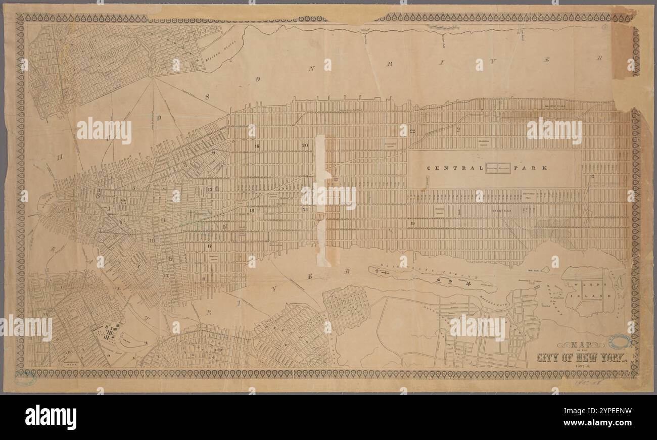Map of the city of New York, 1857-1858. 1857 - 1858 Stock Photo - Alamy