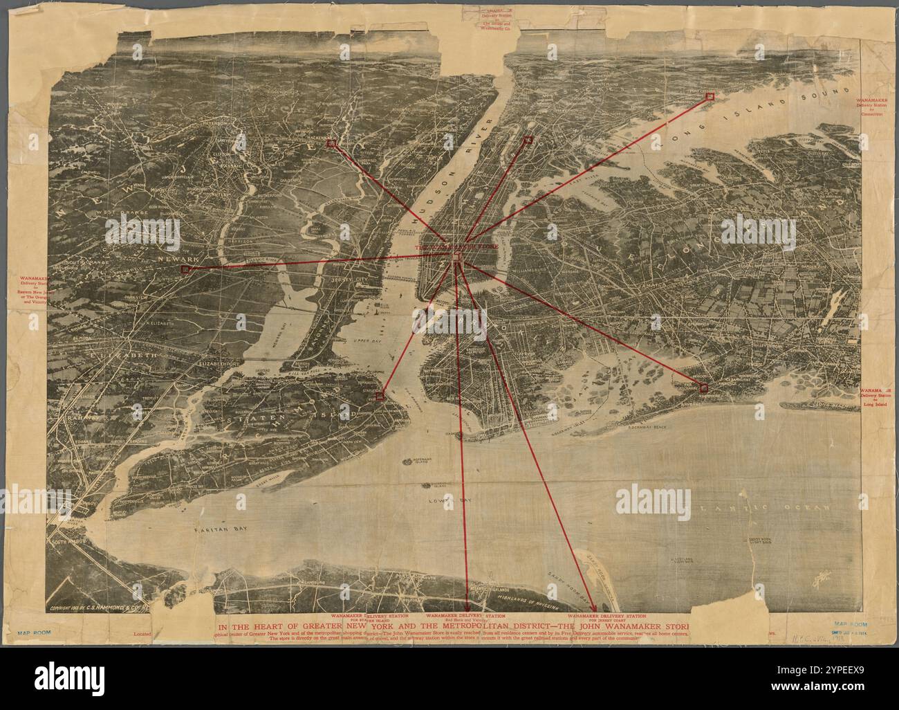Map of New York City and the metropolitan district 1913 by C.S. Hammond ...