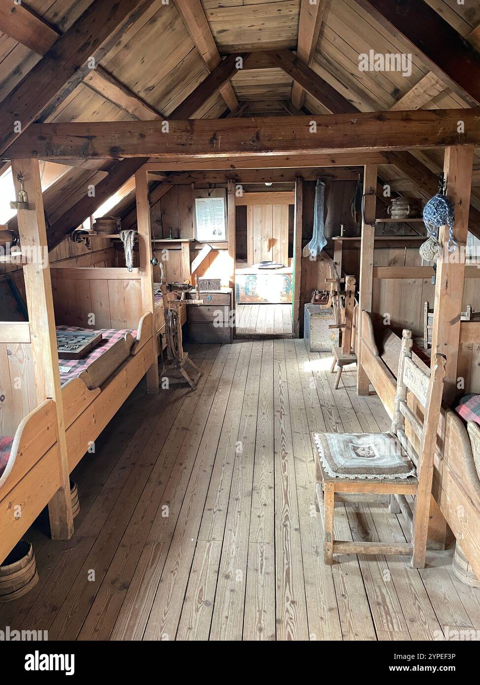 Interior of rooms at the Glaumbaer Viking Village in Iceland. They form ...