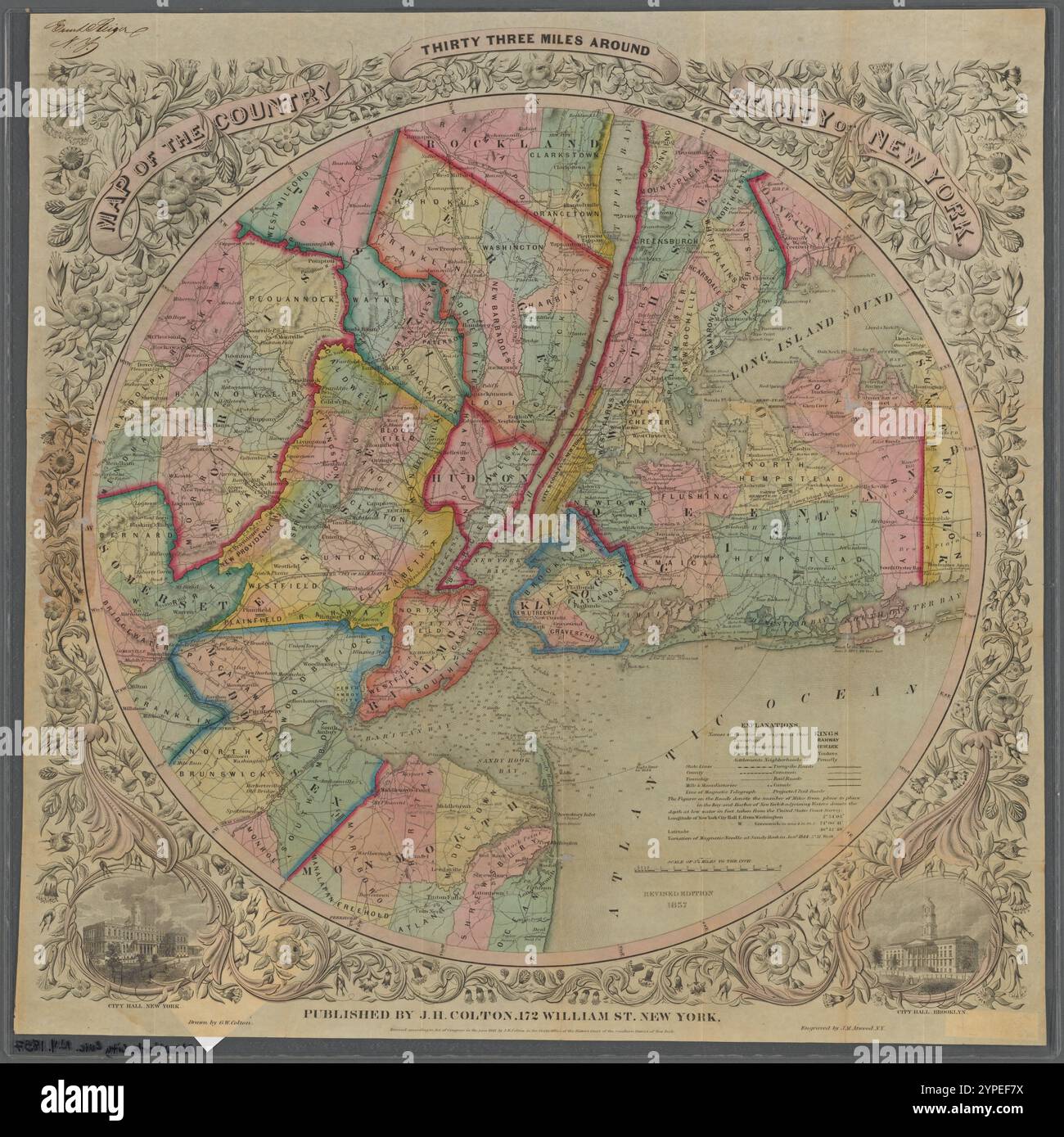 Map of the country thirty-three miles around the City of New York 1857 ...