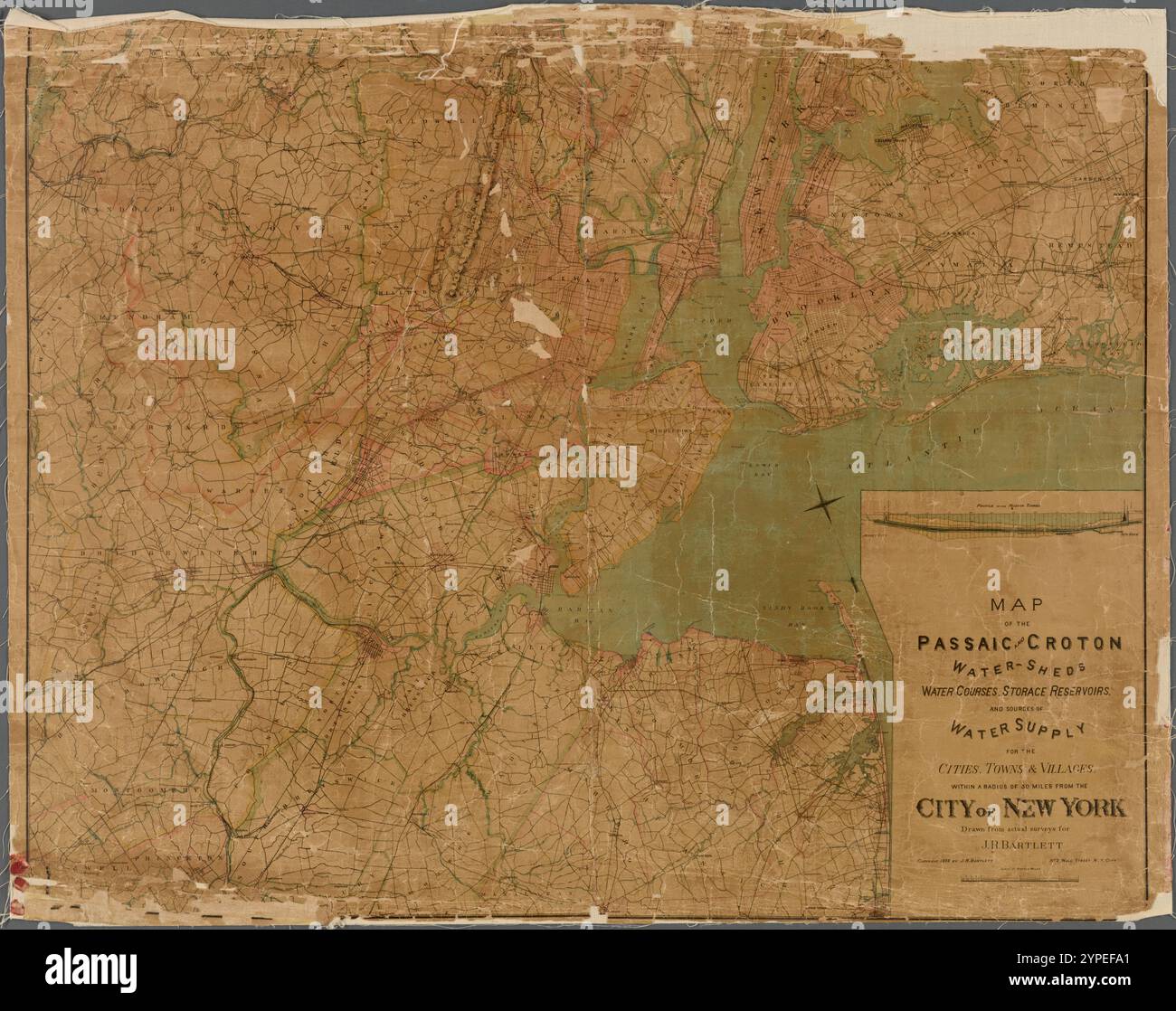 Map of the Passaic and Croton water-sheds : water courses, storage ...