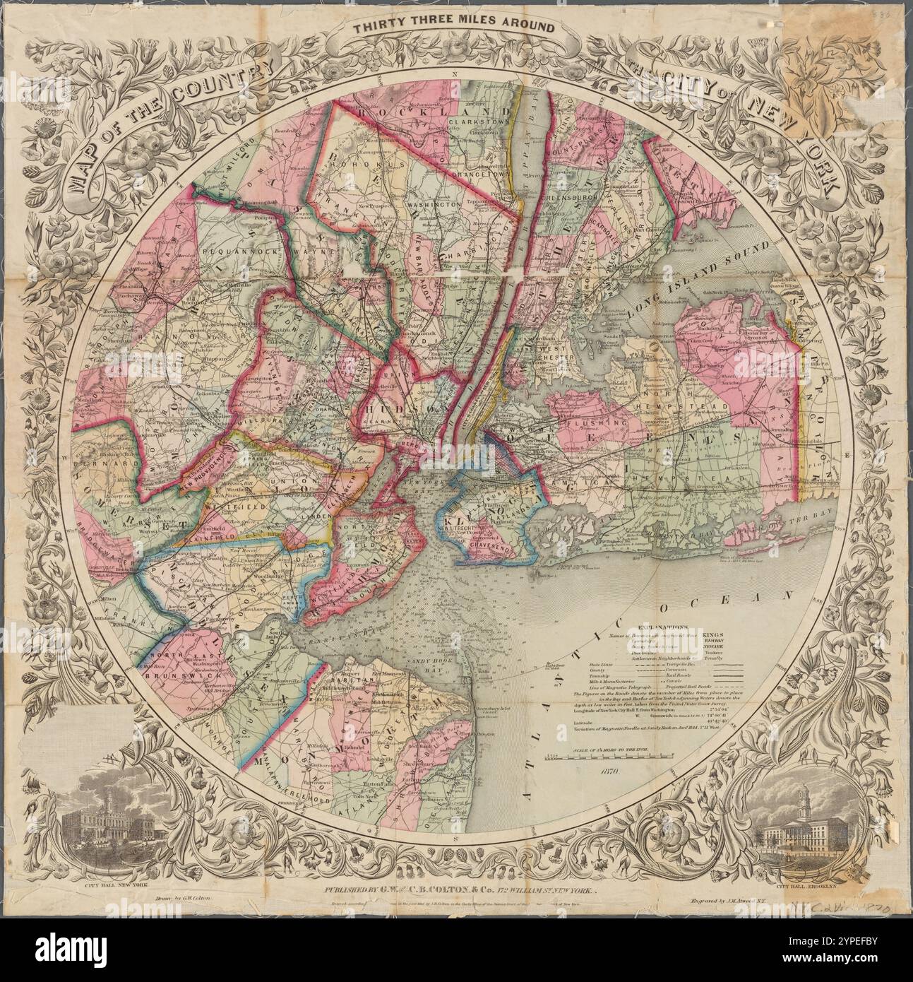 Map of new york city 1870 hi-res stock photography and images - Alamy