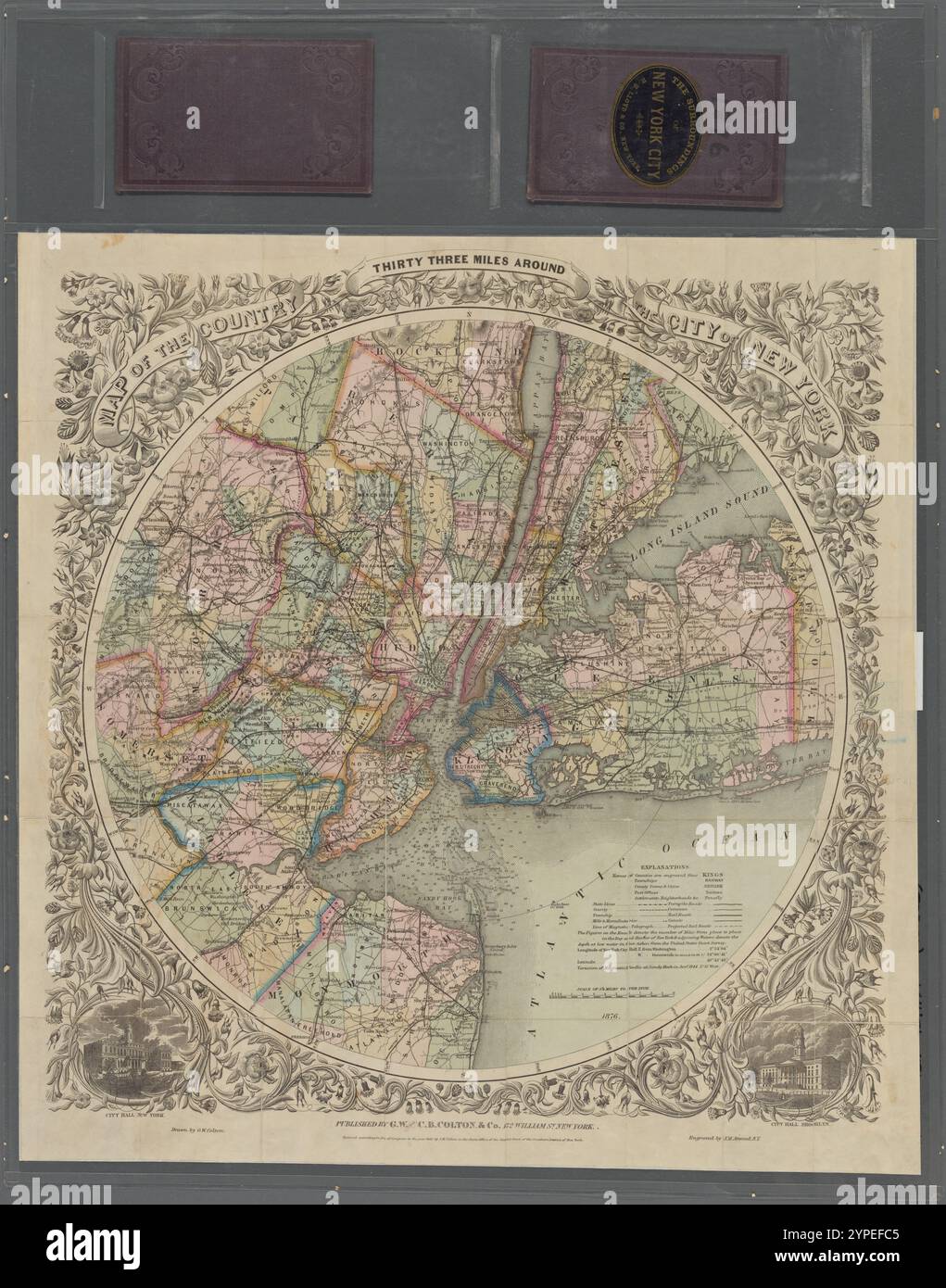 Map of the country thirty three miles around the City of New York 1876 ...