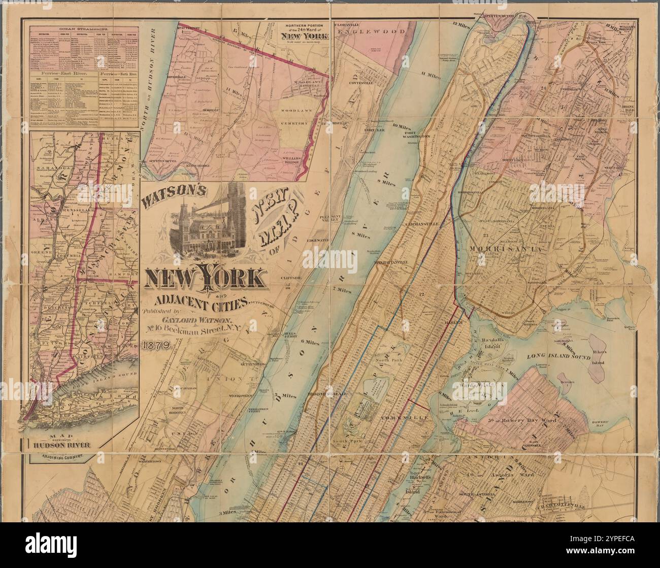 Watson's new map of New York and adjacent cities 1879 by Watson ...