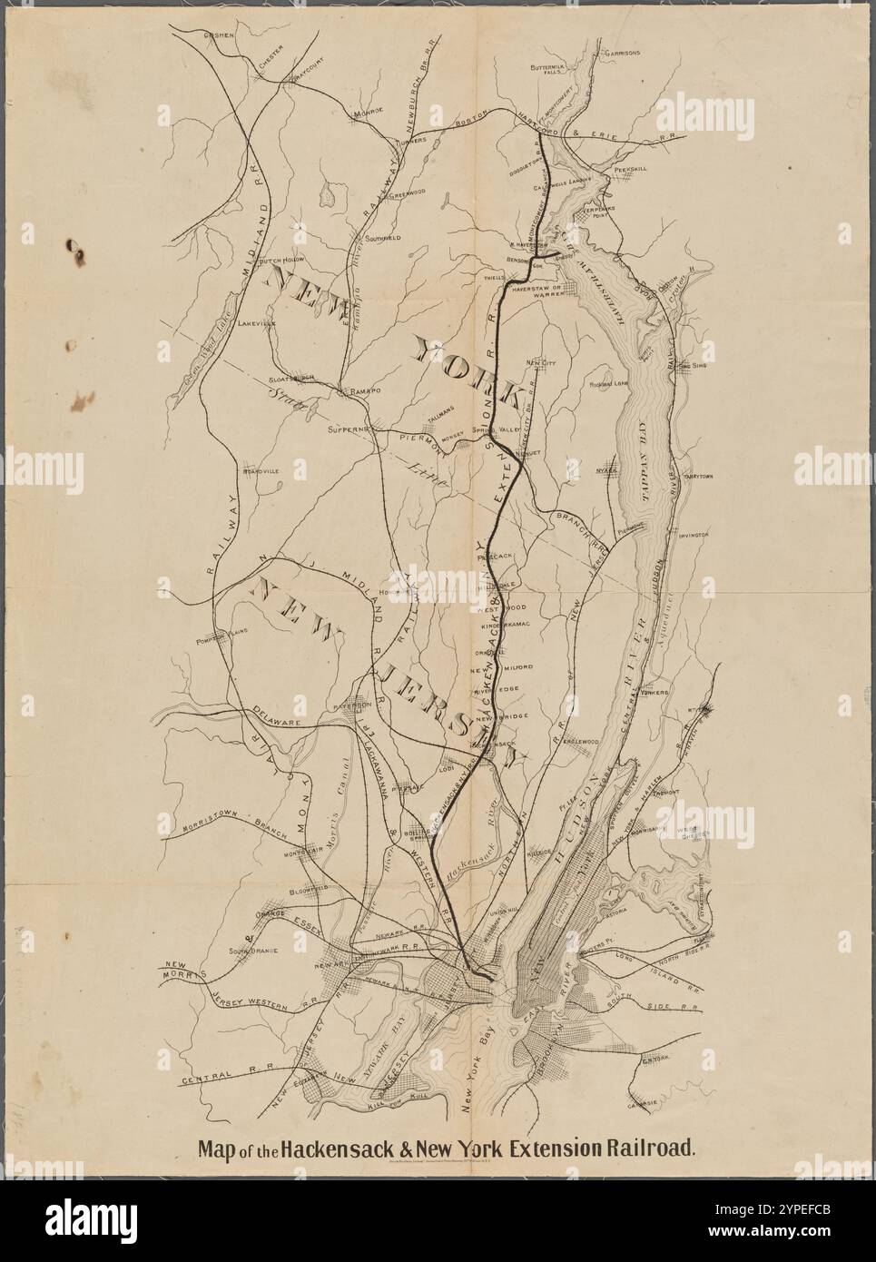 Map of the Hackensack & New York Extension Railroad 1880 - 1889 by ...