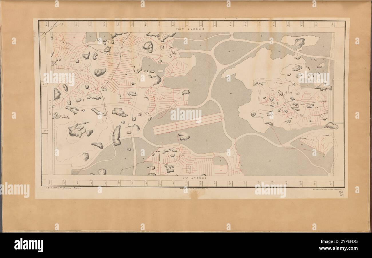 Map of Drainage System on Lower Part of the Central Park as far as ...