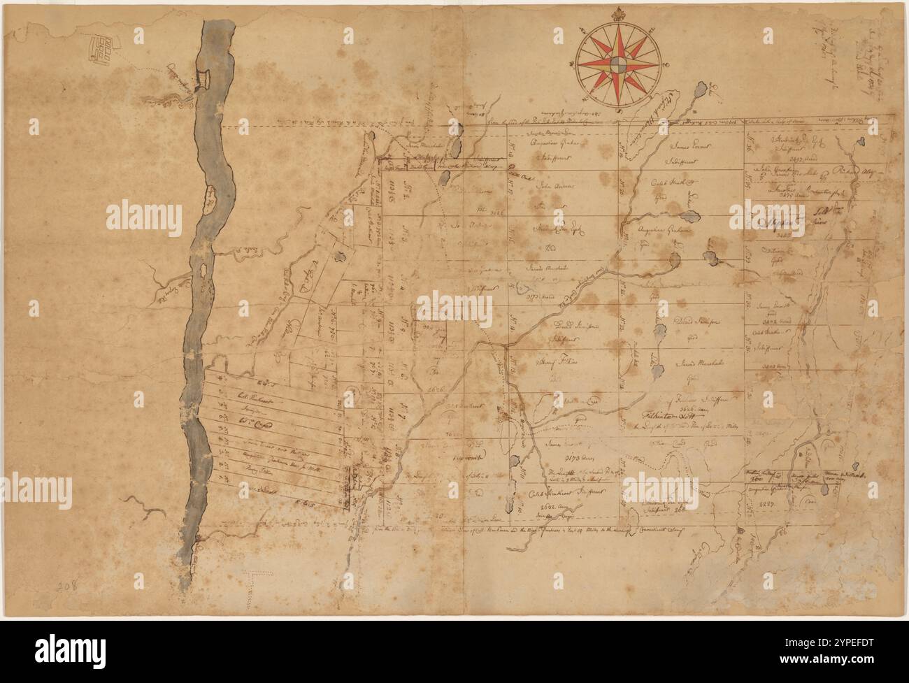 Untitled manuscript map of Great Nine Partners Patent in Dutchess County, New York Stock Photo ...