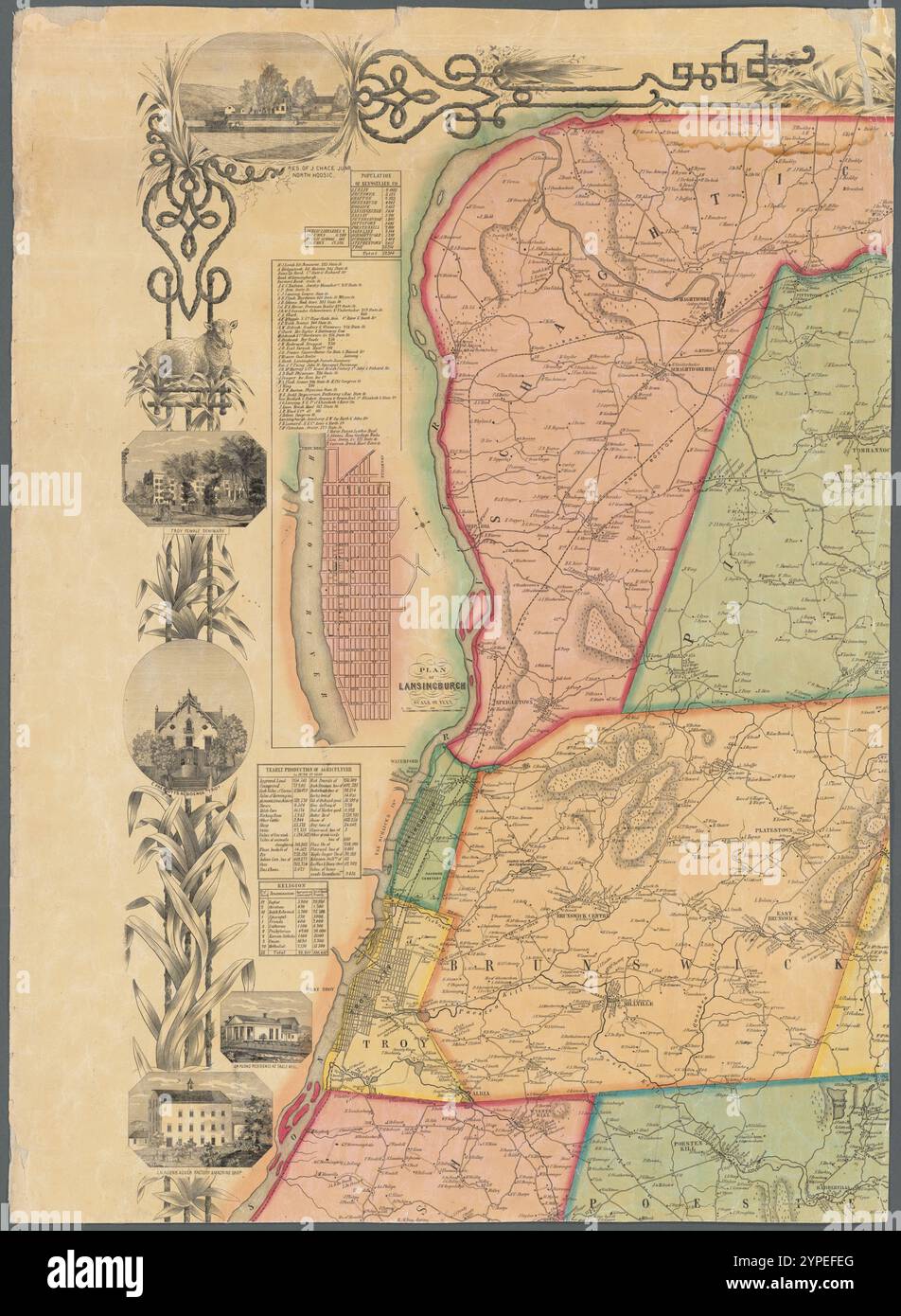 Map of Rensselaer County, New York: from actual surveys 1854 by ...