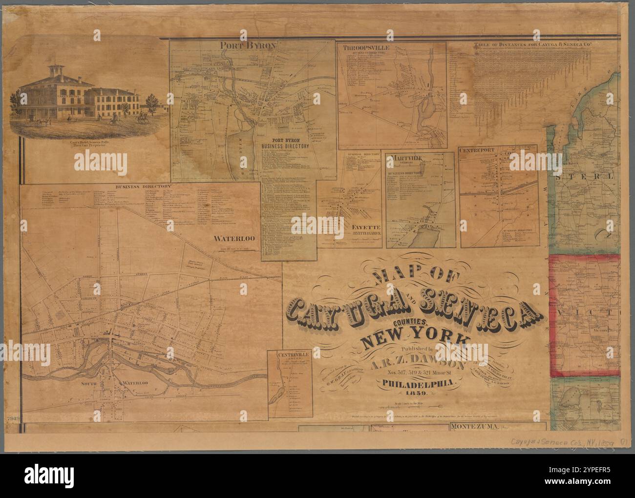 Map of Cayuga and Seneca Counties, New York from actual surveys 1859 by ...