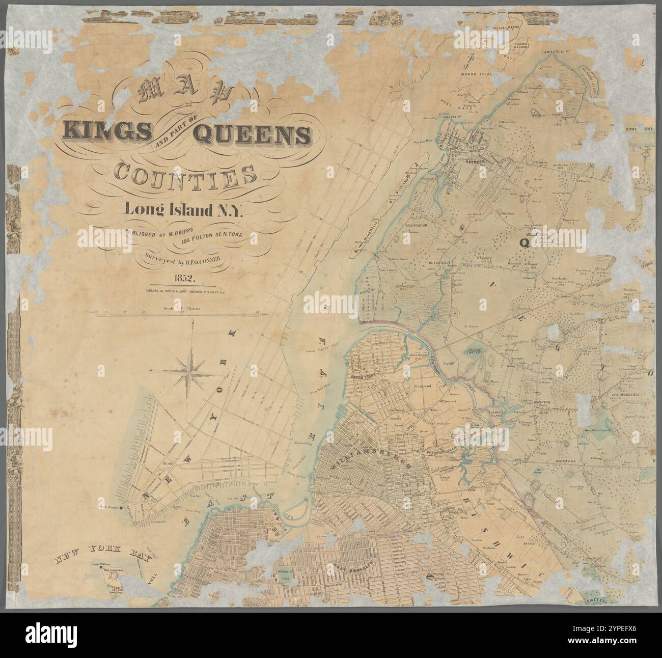Map of Kings and part of Queens counties, Long Island N.Y. 1852 by ...