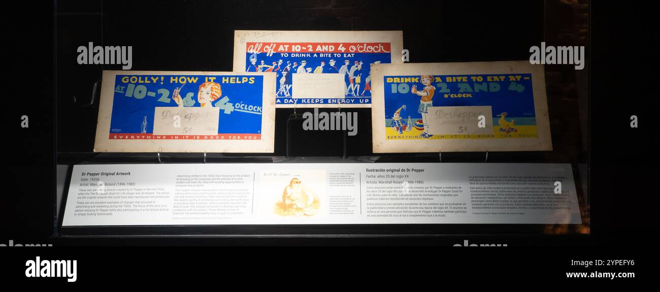 Original Dr. Pepper advertising artwork on display at the Dr Pepper ...