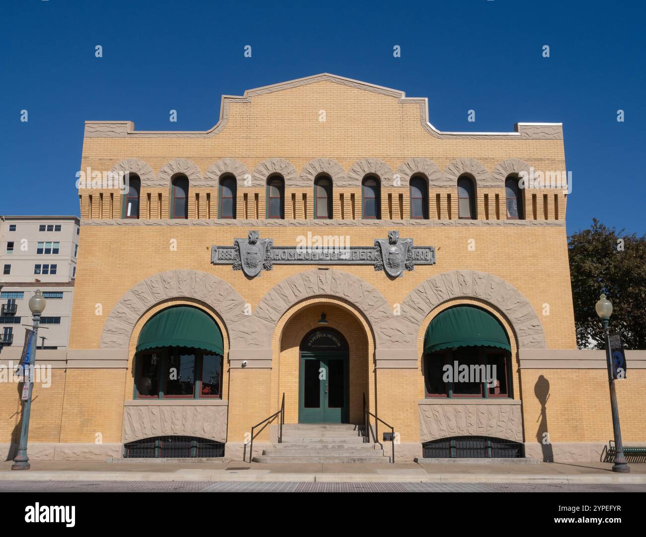 Brick exterior of the Dr Pepper Museum housed in the original soft ...