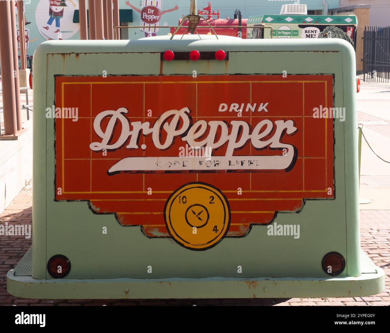 Close up of the back of a vintage Dr. Pepper delivery truck with the ...