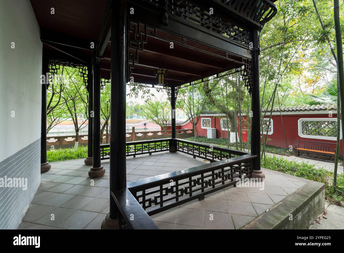 The pavilion corridor of Wangjiang Tower Park in Chengdu, Sichuan ...