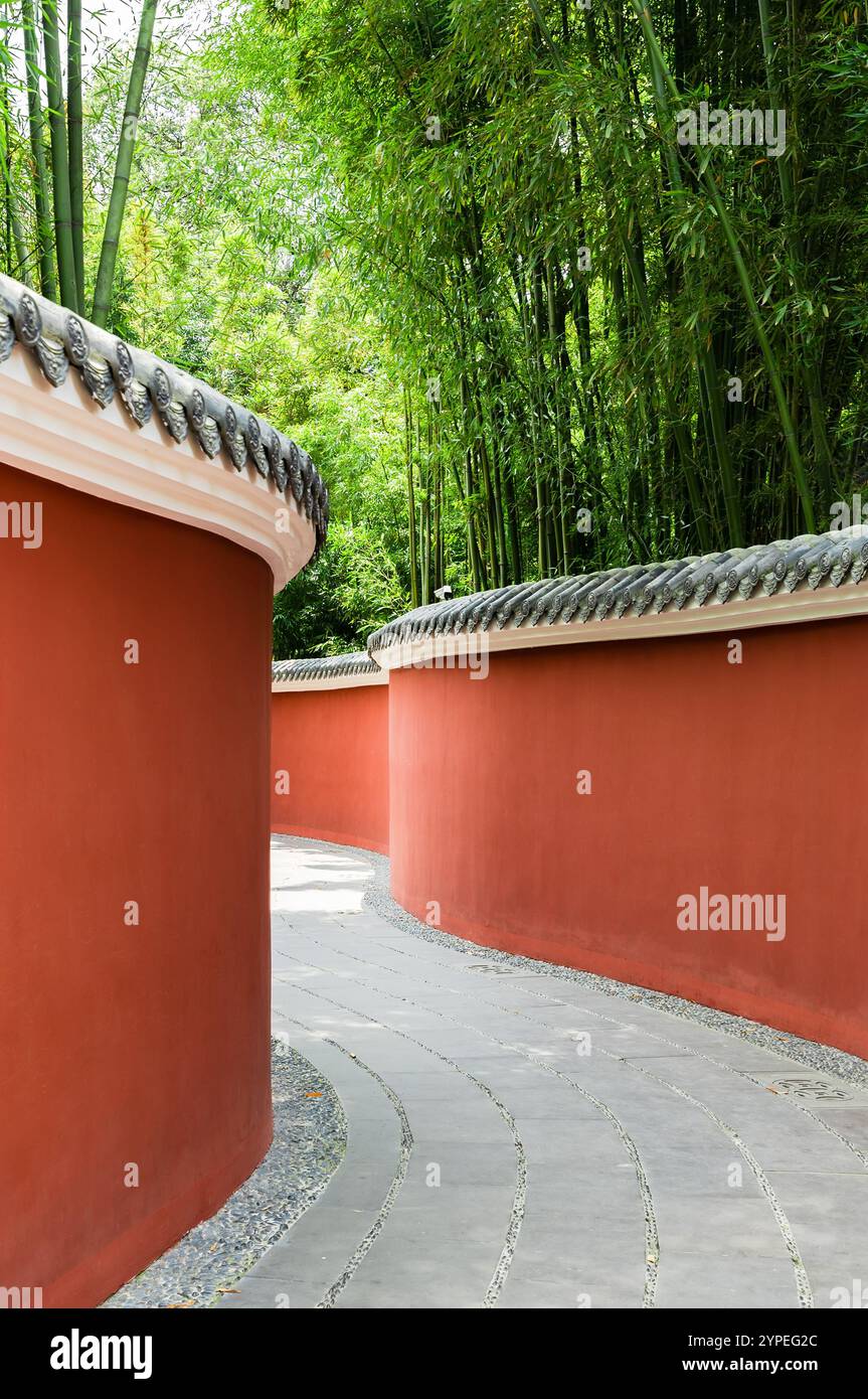 Red wall of Wangjiang Tower Park, Chengdu, Sichuan, China Stock Photo ...