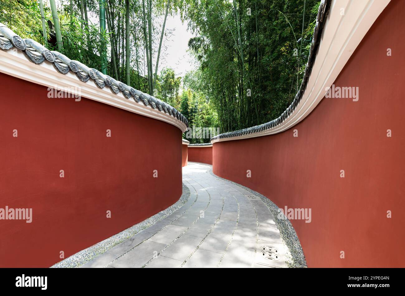 Red wall of Wangjiang Tower Park, Chengdu, Sichuan, China Stock Photo ...