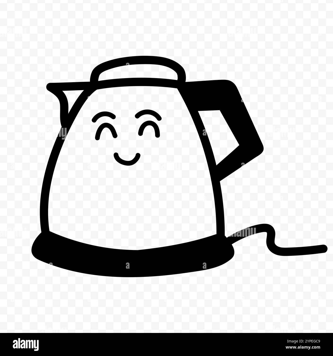 Vector illustration of hand drawn electric kettle doodle on transparent ...
