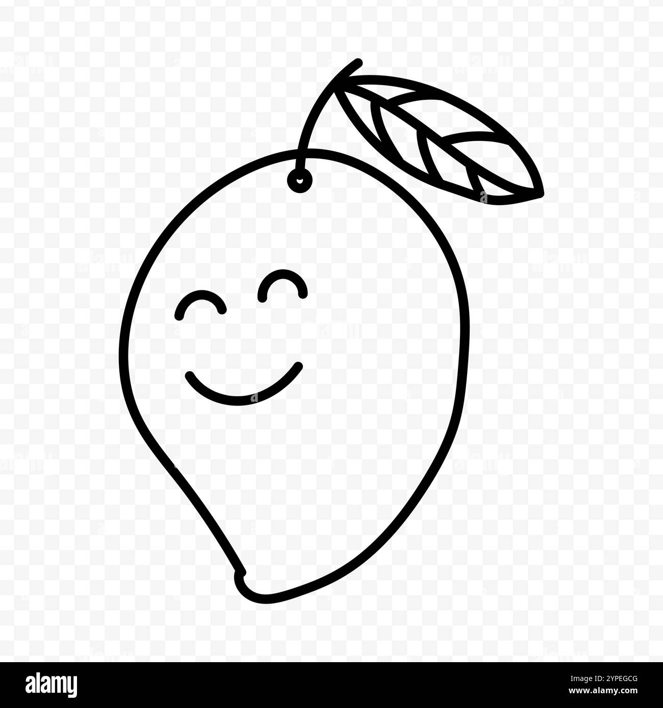 Vector illustration of hand drawn mango with smiling face doodle with ...