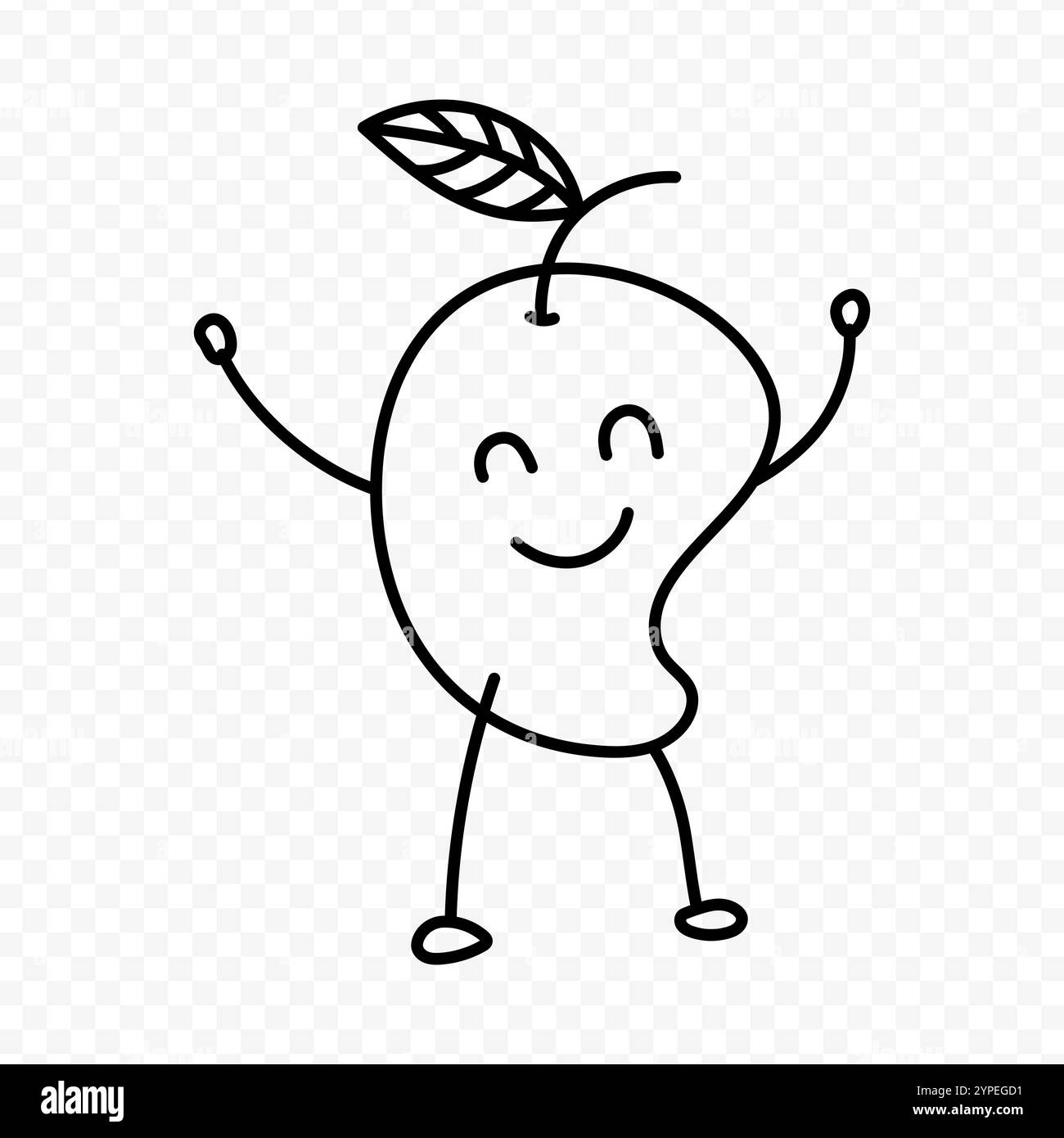 Vector illustration of hand drawn mango with smiling face doodle with ...