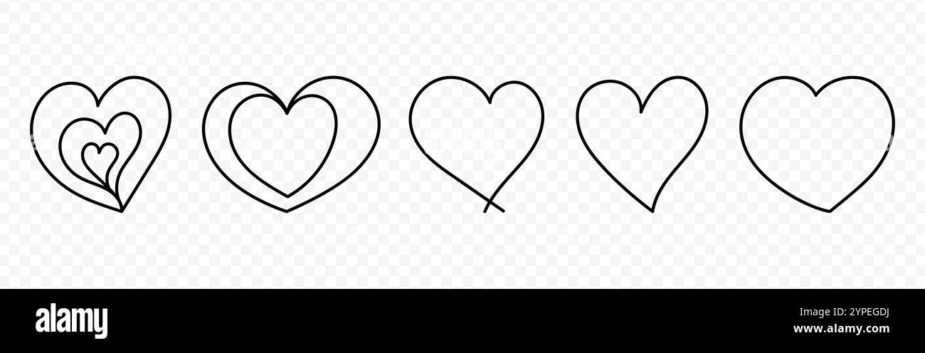 Vector illustration of hand drawn doodle hearts set on transparent ...