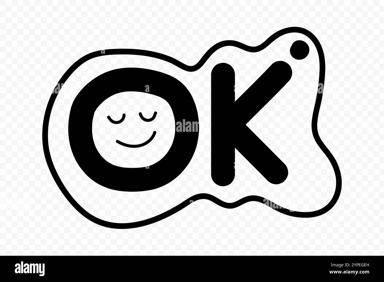 Vector illustration of hand drawn OK text on transparent background ...