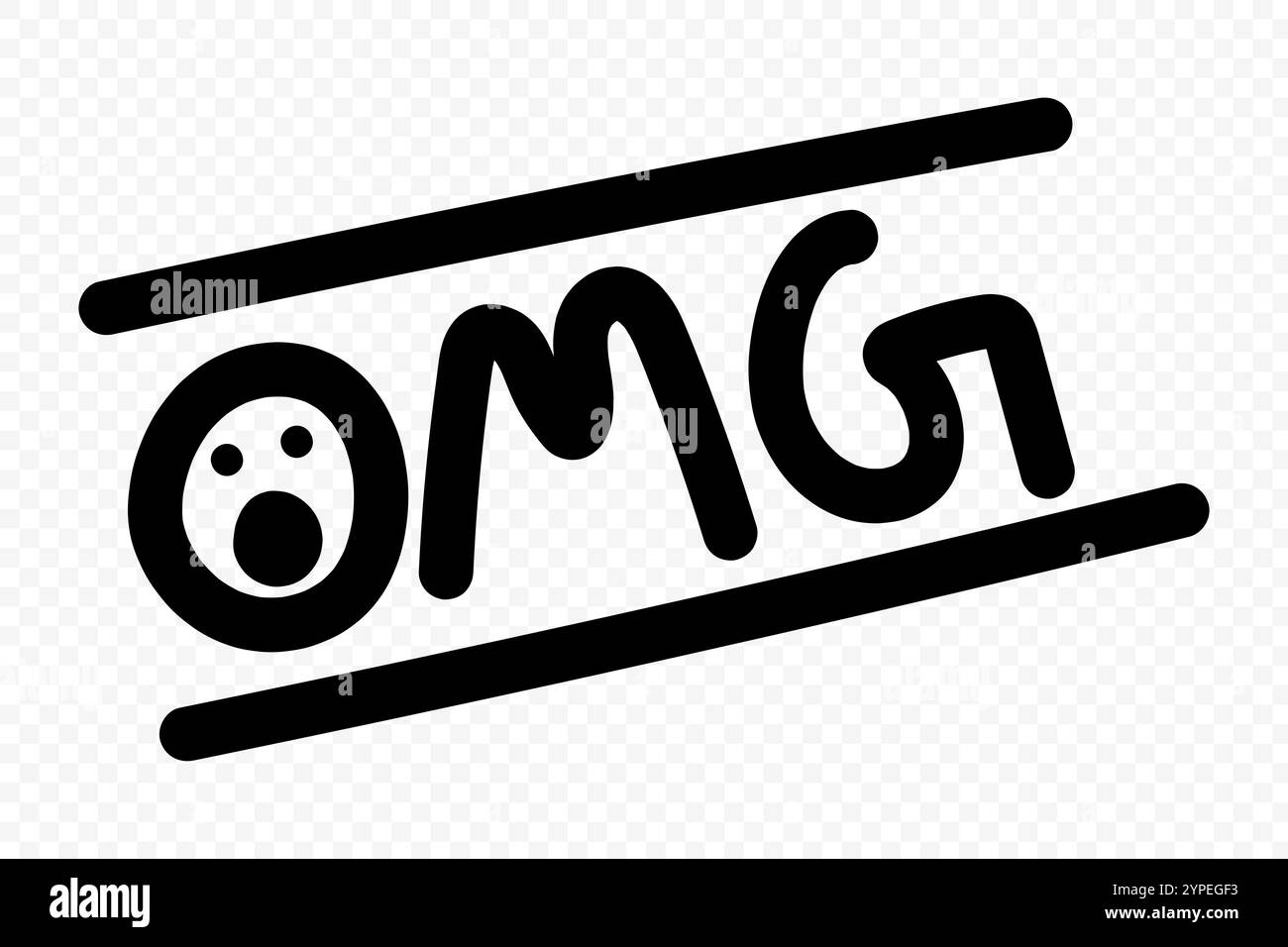 Vector illustration of hand drawn OMG text on transparent background ...