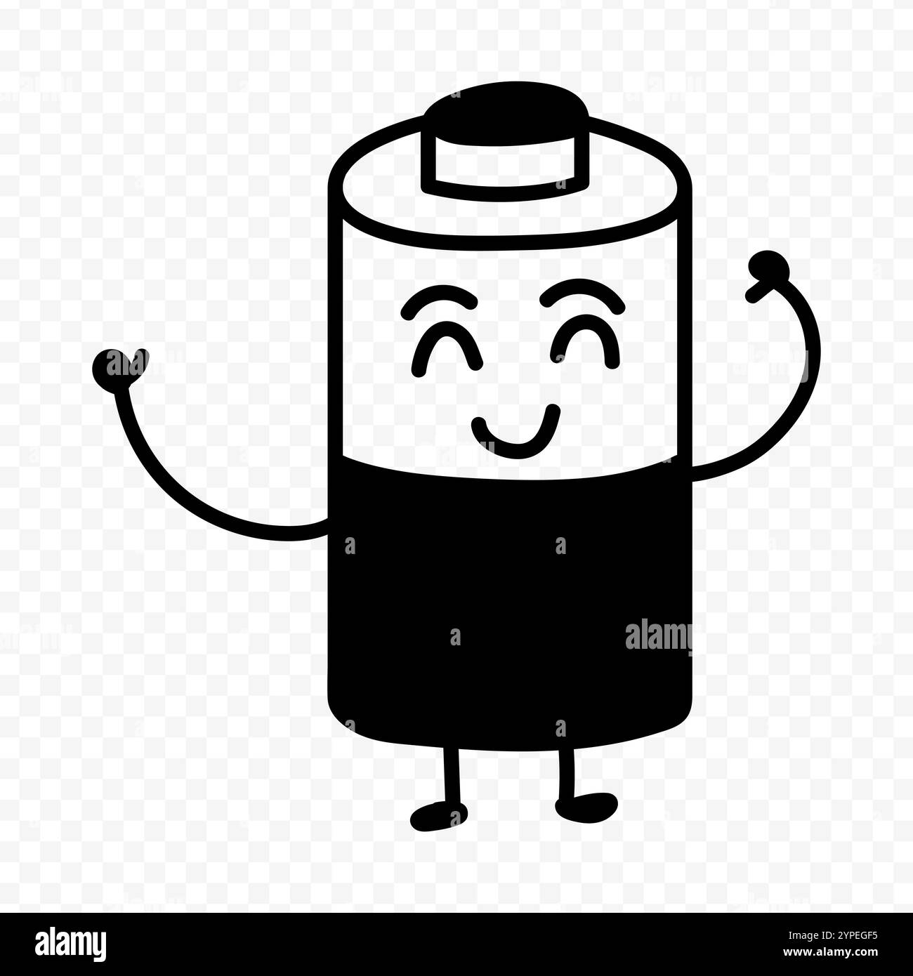 Vector illustration of hand drawn battery doodle on transparent ...