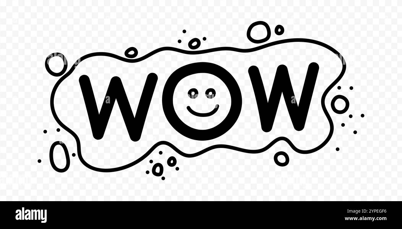 Vector illustration of hand drawn WOW text on transparent background ...