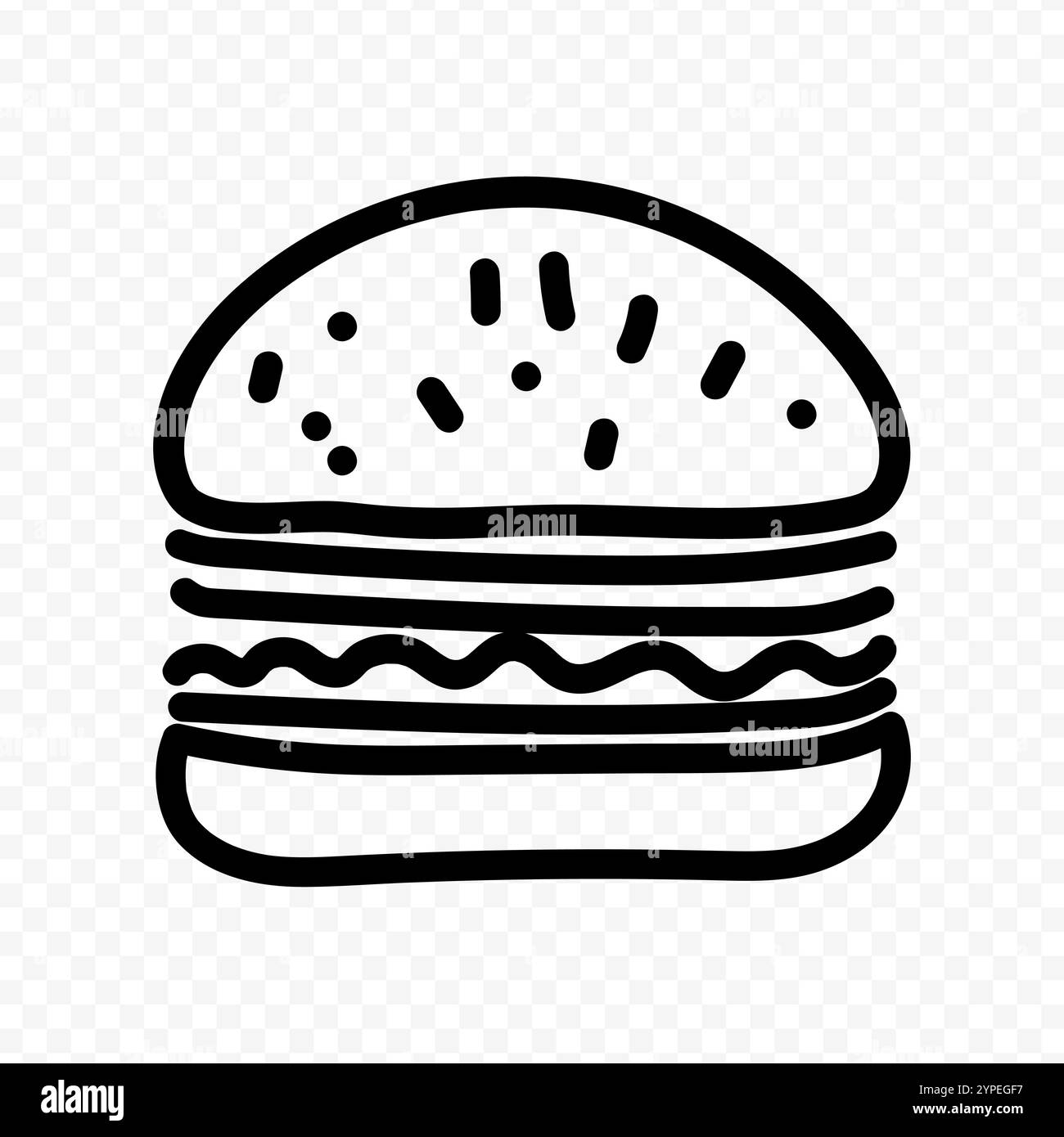 Vector illustration of hand drawn burger doodle on transparent ...